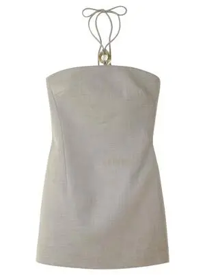 SIR. Solene Embellished Woven Halterneck Mini Dress - Gray