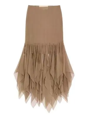 Valentino Garavani Asymmetrical Chiffon Skirt - Green
