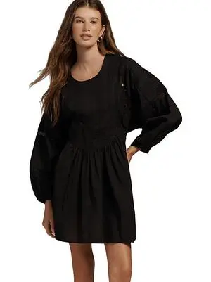 Anthropologie Half-sleeve Mini Swing Dress - Anthracite