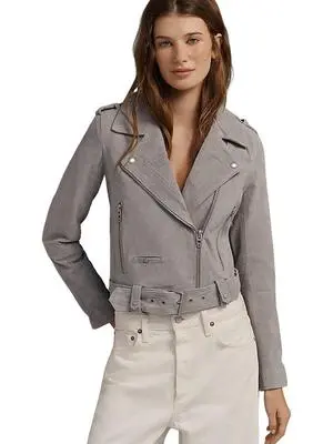 Blanknyc Cropped Suede Moto Jacket - Olive