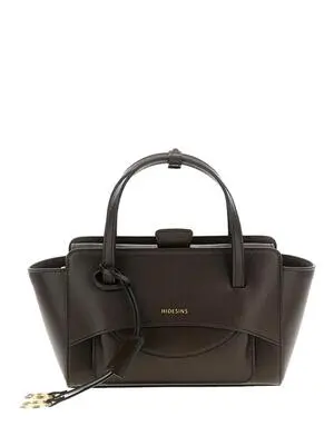 HIDESINS Leather Crossbody Bag With Integrated Handle Pocket - Marrone