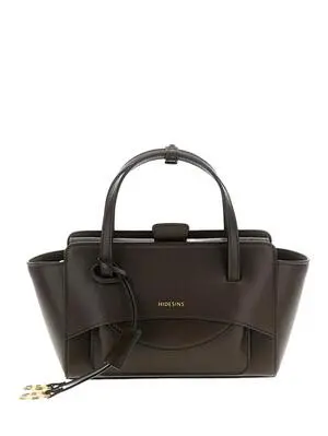 HIDESINS Leather Crossbody Bag With Integrated Handle Pocket - Marrone