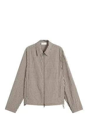 Moncler Checked Zip-up Shirt Jacket - Brown
