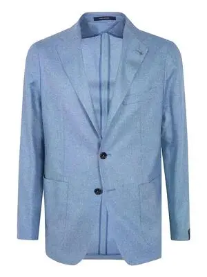 Tagliatore Silk Button Blazer - Blue
