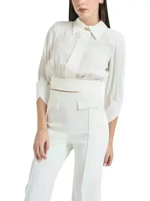 Elisabetta Franchi Open-back Button-down Shirt - Neutrals