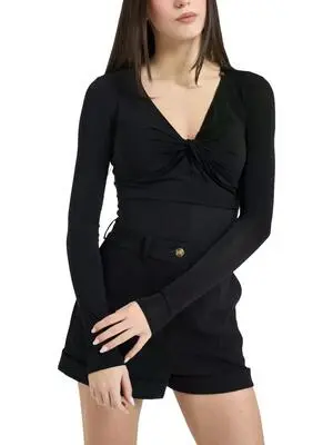 Elisabetta Franchi Knot Long-sleeve Top - Black