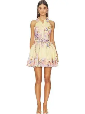 Hemant & Nandita Short Dress With Buckle Belt - Lemon