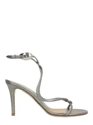 GIANVITO ROSSI Knotted-buckle Heeled Sandals - Silver