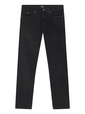BOSS Logo Plaque Slim Fit Jeans - Black
