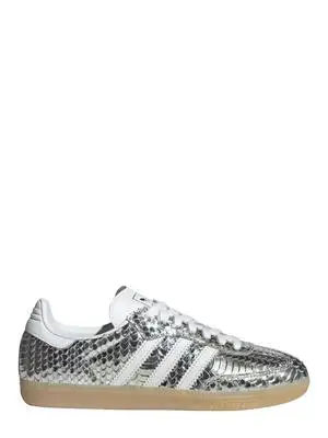 Adidas Samba Snakeskin-effect Striped Sneakers - Silver