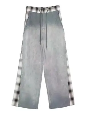 FENG CHEN WANG Plaid Drawstring Track Pants - Grey