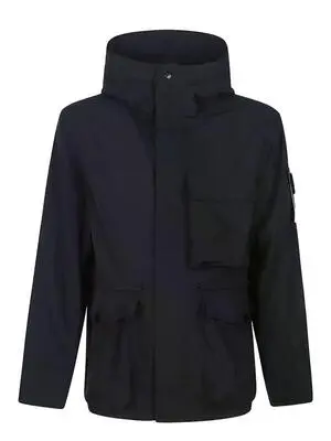 Stone Island Logo-patch Hooded Jacket - Blue