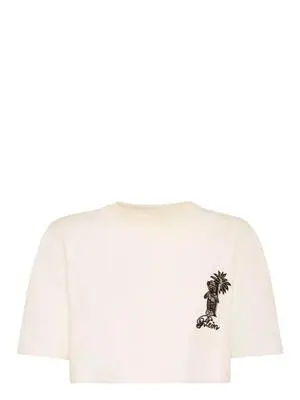 Philipp Plein Embroidered Cropped Top - White