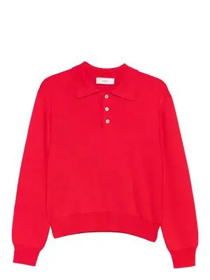 DUNST Button Collared Polo Shirt Red