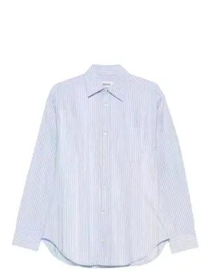 AGOLDE Striped Chest-Pocket Shirt Blue