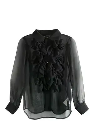 Comme Des Garçons Ruffled Collared Shirt - Black