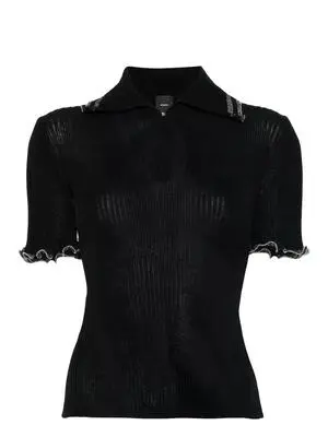 Pinko Keyhole-collared Polo Shirt - Black