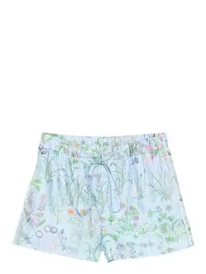 Gucci Floral-print Drawstring Shorts - Blue