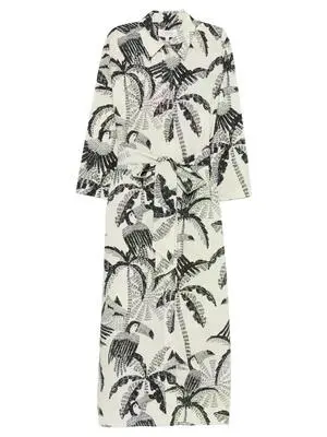 PSOPHIA Palm-tree Print Midi Dress - Neutrals