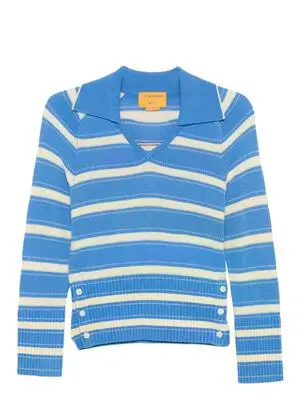 Guest In Residence Guest In Residence Striped Button Detail Sweater Blue