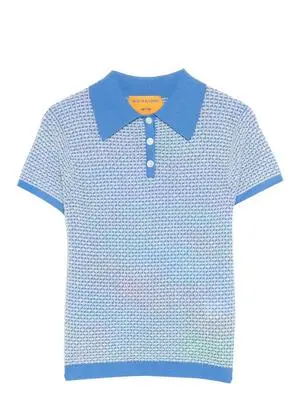 Guest In Residence Patterned Polo Shirt - Blue