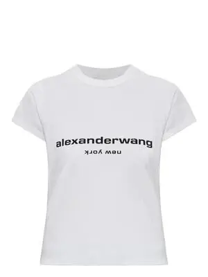 Alexander Wang Crystal Logo Cotton Baby Tee - Grey