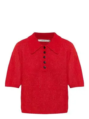 GESTUZ Buttoned Polo Knitwear - Red