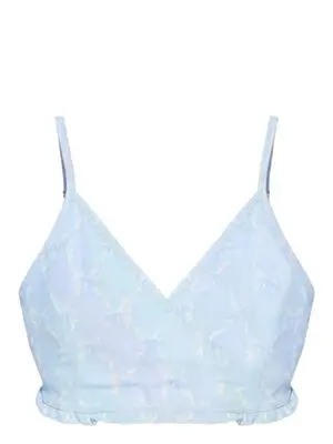 LoveShackFancy Erza Ruffled Bow Top - Blue