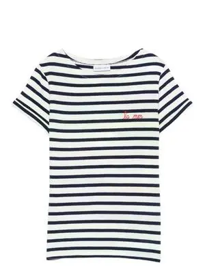 Maison Labiche Striped T-shirt With Embroidery - White