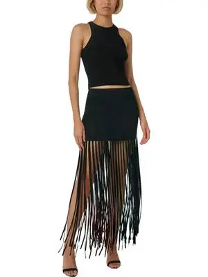 TOCCIN Carlyle Fringe Mini Skirt