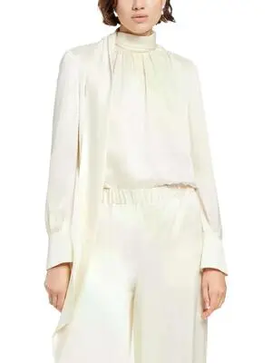 TOCCIN Veronica Pussy-Bow Blouse Neutrals
