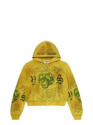VALE FOREVER Graphic Print Zip-up Hoodie - Yellow