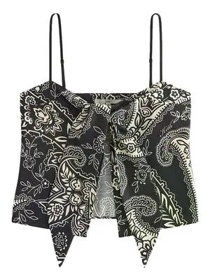 Kith Tie-front Paisley Top - Black