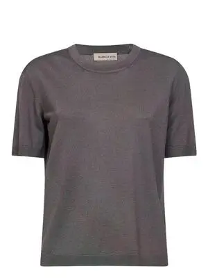 BLANCA VITA Ribbed Short-sleeve T-shirt - Brown