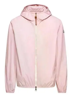 Moncler Hooded Logo-Patch Jacket Pink
