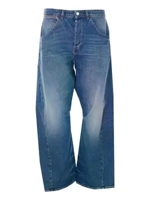 AMISH SUPPLIES Slub Wrinkled Wide Leg Jeans - Blue