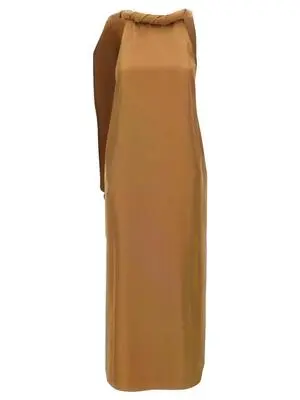 Loulou De Saison Susan Twisted-collar Sleeveless Midi Dress - Brown