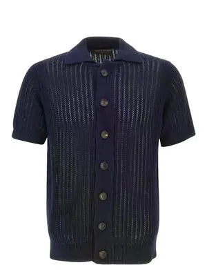 FILIPPO DE LAURENTIIS Button Textured Cotton Shirt - Blue