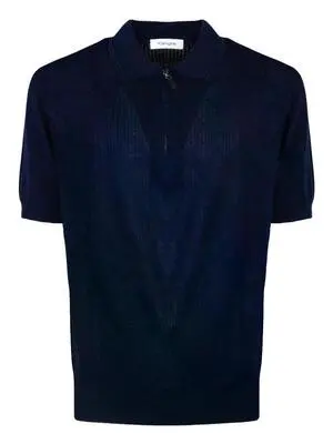 KANGRA Zip Knitted Polo Shirt - Blue