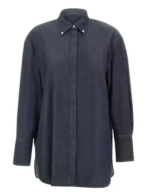 ELENA MIRÒ Pointed-collar Cotton Shirt - Blue