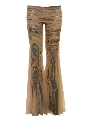 DI PETSA Mesh Flared Trousers - Neutrals