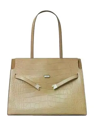 Tory Burch Lee Radziwill Embossed Tote Neutrals