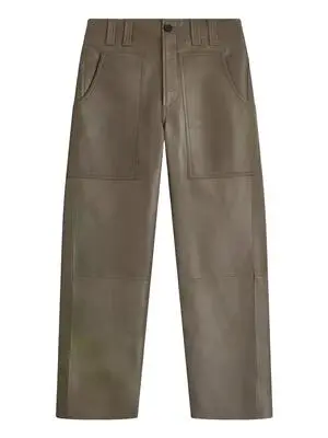 Belstaff Logo-patch Leather Trousers - Brown