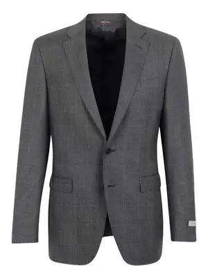 Canali Check Button Suit - Grey