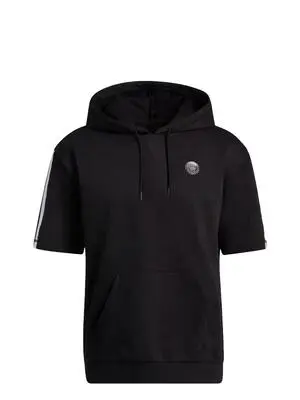 Adidas Three-stripe Short-sleeve Hoodie - Black
