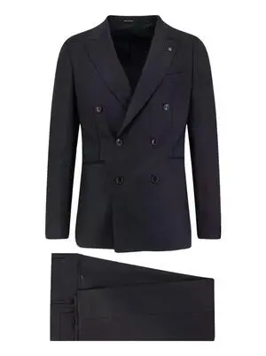 Tagliatore Double-breasted Brooch Suit Blue