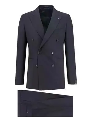 Tagliatore Double-breasted Peak Lapel Suit - Blue