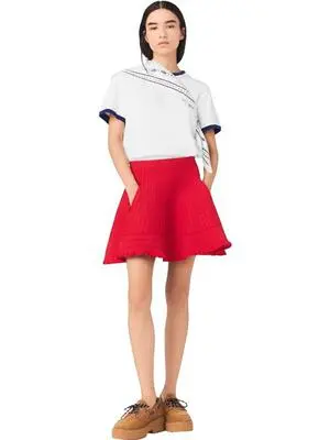 Maje Knit Flared Skirt - Red