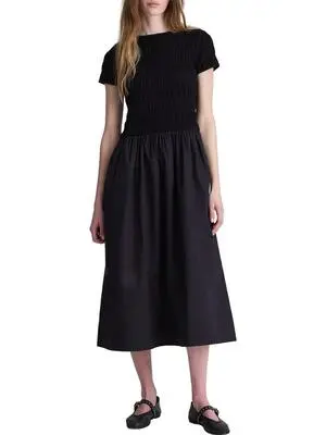 Madewell Smocked Halter Midi Dress In Blue Ditsy - 15% Off | Editorialist