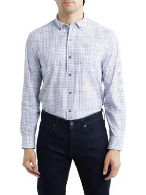 Johnston & Murphy Xc Motion Performance Knit Button-up Shirt - Multi Plaid
